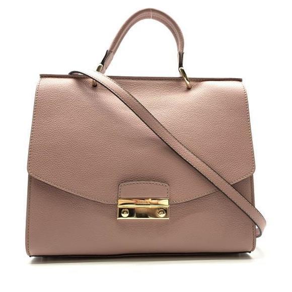 Furla | Bags | Furla Push Lock Leather Top Handle Bag Pink | Poshmark